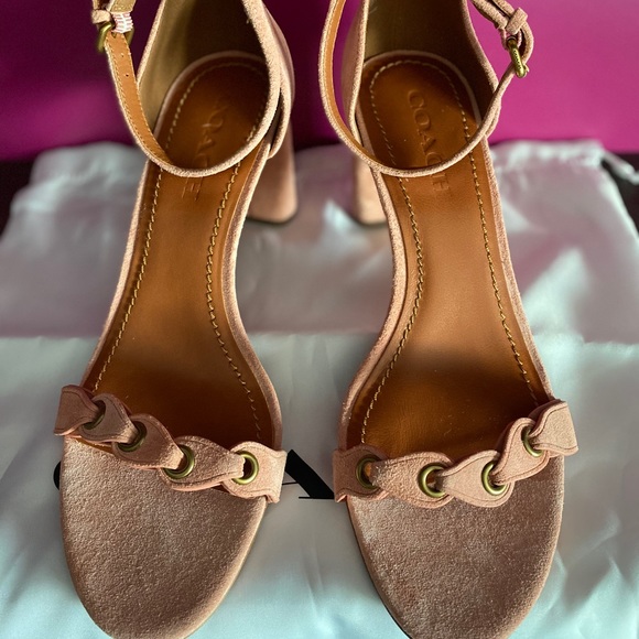 Coach | Shoes | Coach Pink Peony Suede Sandals | Poshmark